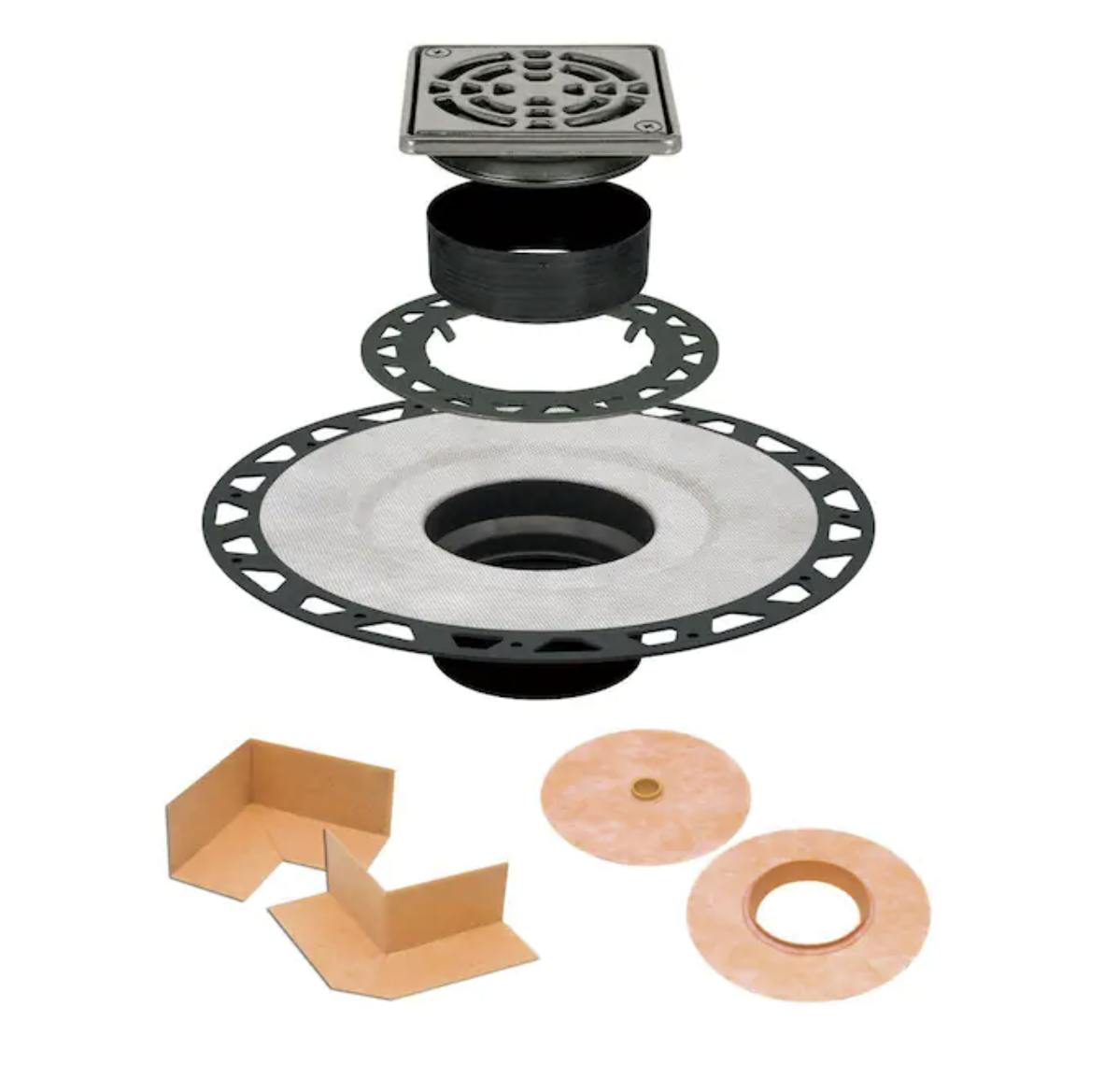 Kerdi-Drain 4x4 in. ABS Drain Kit in Stainless Steel | Buy Online or In ...